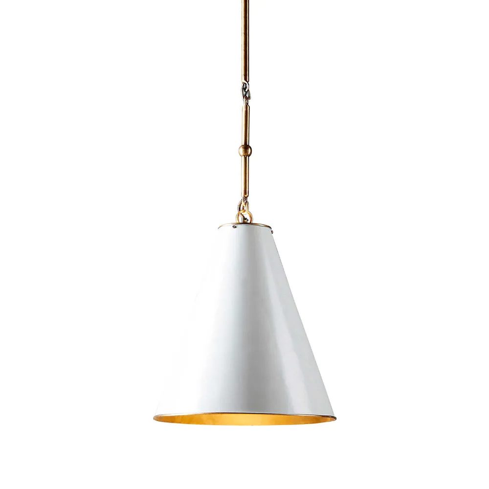White and Brass Conical Pendant Light - Sydney Lighthouse