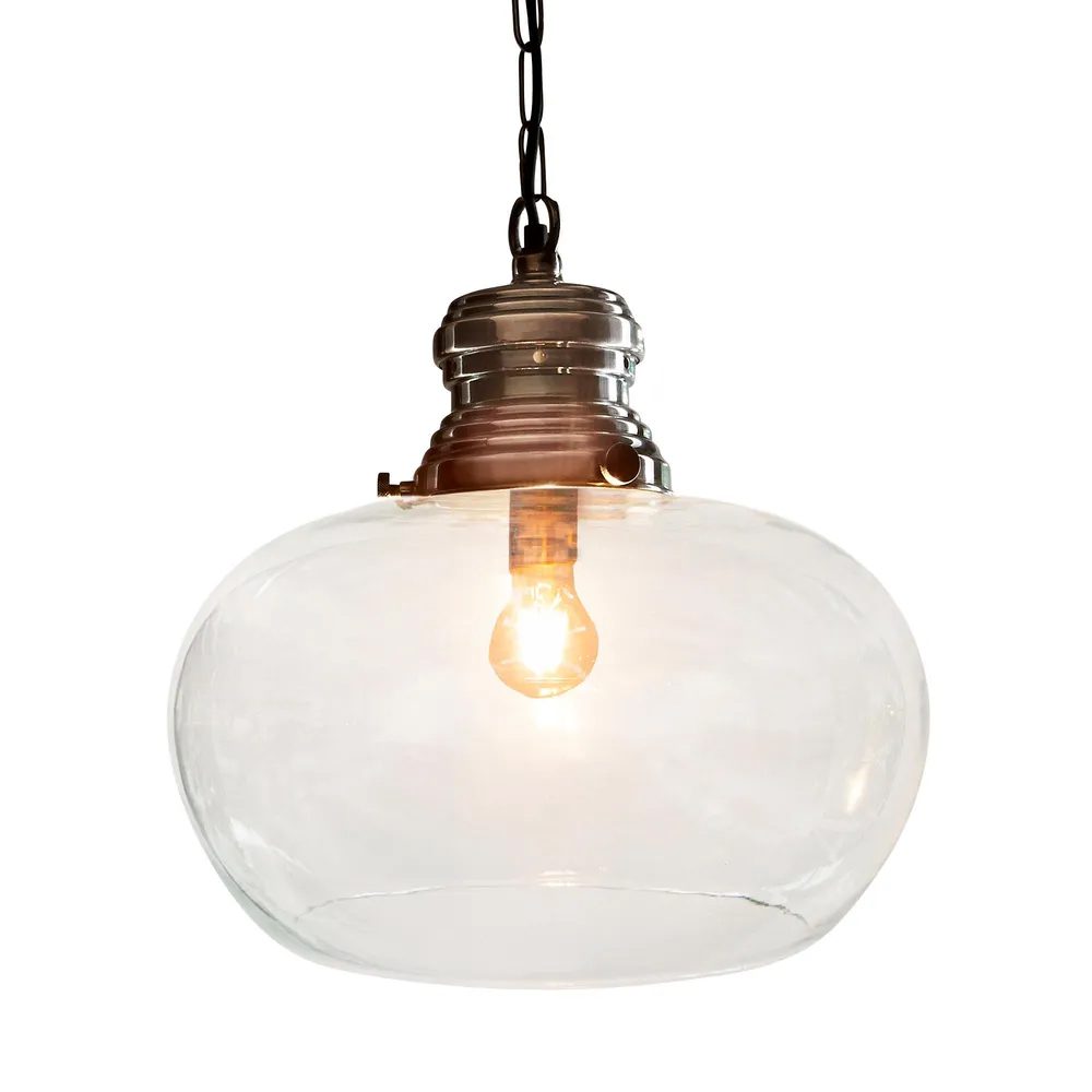 Antique Silver Glass Round Pendant Light - Sydney Lighthouse